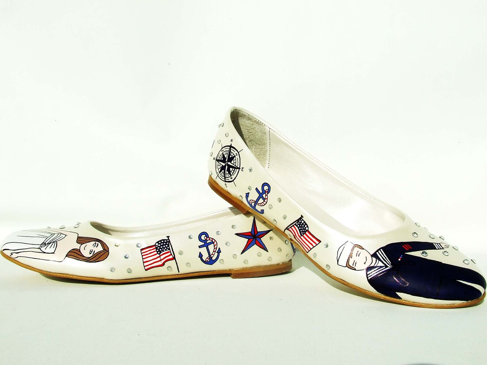 Personalized Wedding Flats, Custom Bridal Flats, Navy Nautical - Etsy