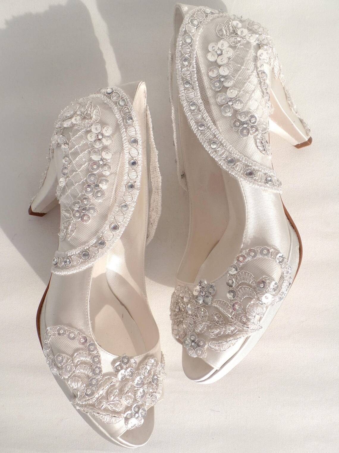 Bling Wedding Shoes Satin Bridal Shoes With Rhinestones Etsy