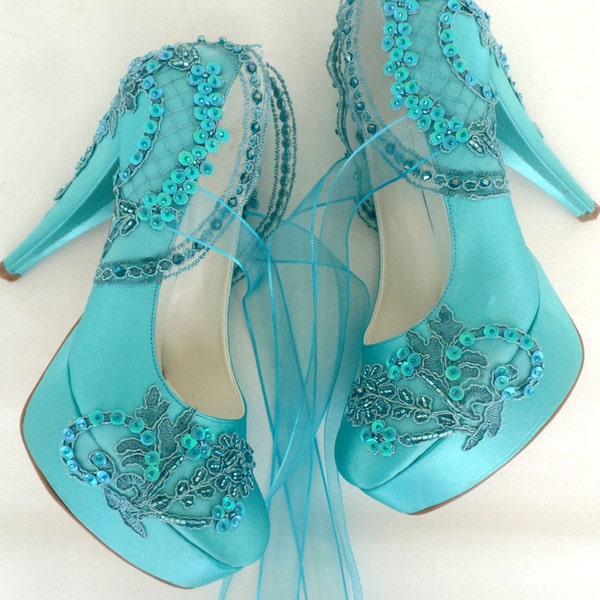 Teal Shoes Wedding Etsy
