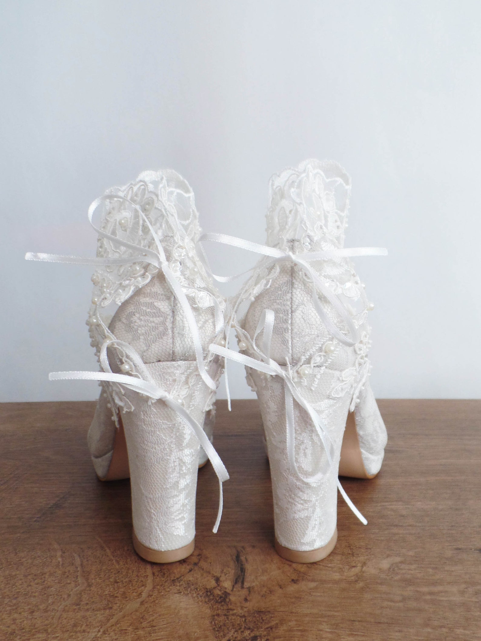 Boho Lace Bridal Boots With Block Heels, Ivory Lace Wedding Shoes - Etsy