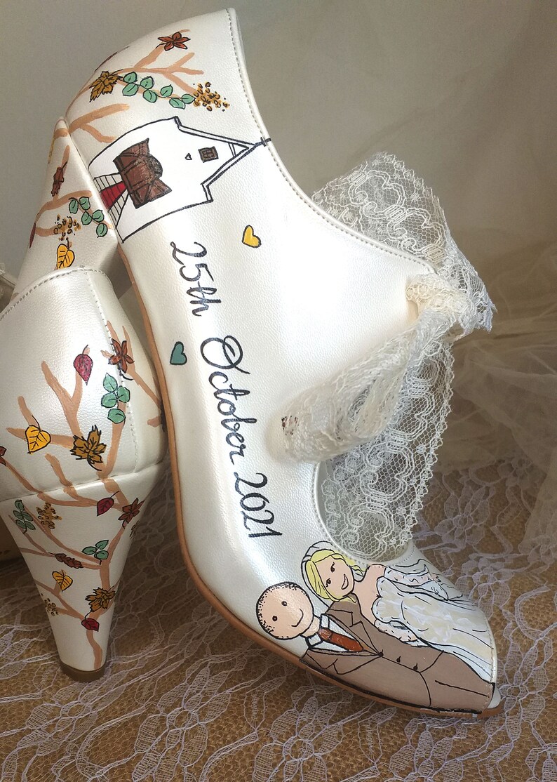 Personalized Boho Wedding Shoes, Handpainted Bride and Groom - Etsy