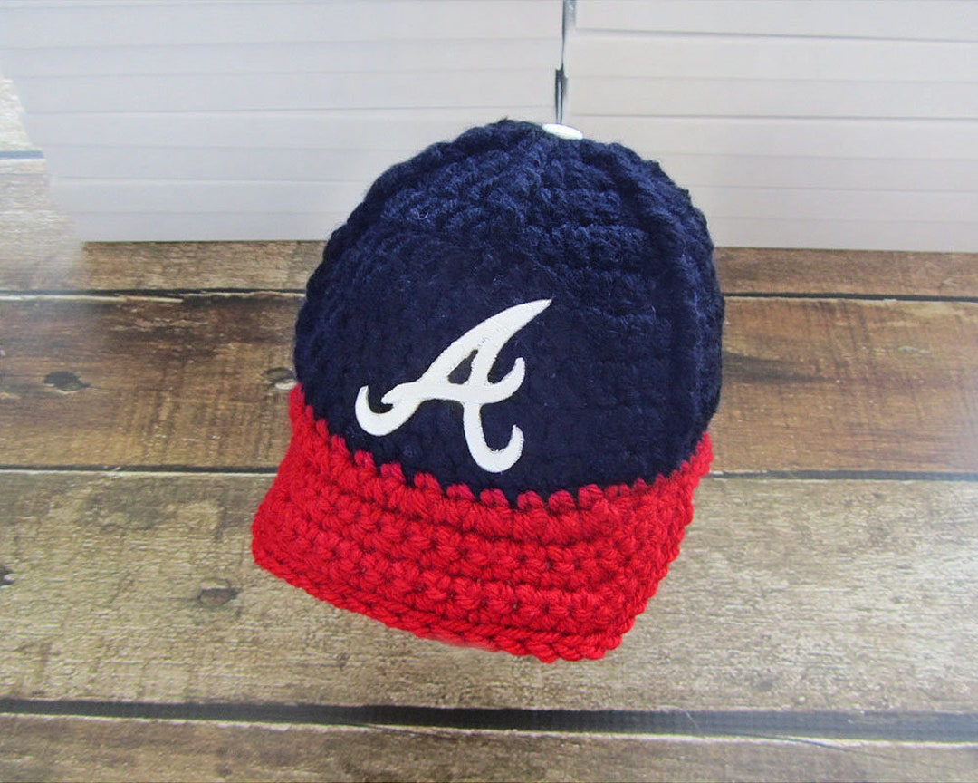Crochet Atlanta Braves Newborn Hat, Knit Baby Hats, Wool Newborn Hat ...