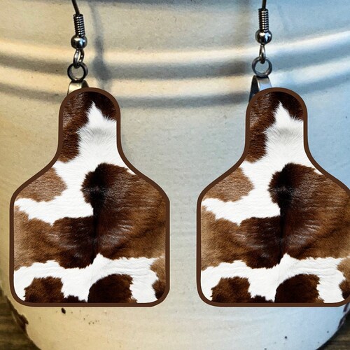 Western Cow Ear Tag Earrings Gifts for Her Birthday Gifts - Etsy