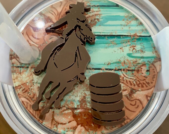 Western Barrel Racing Stanley Cup Topper, Name Lid Tumbler Topper, 40oz ...