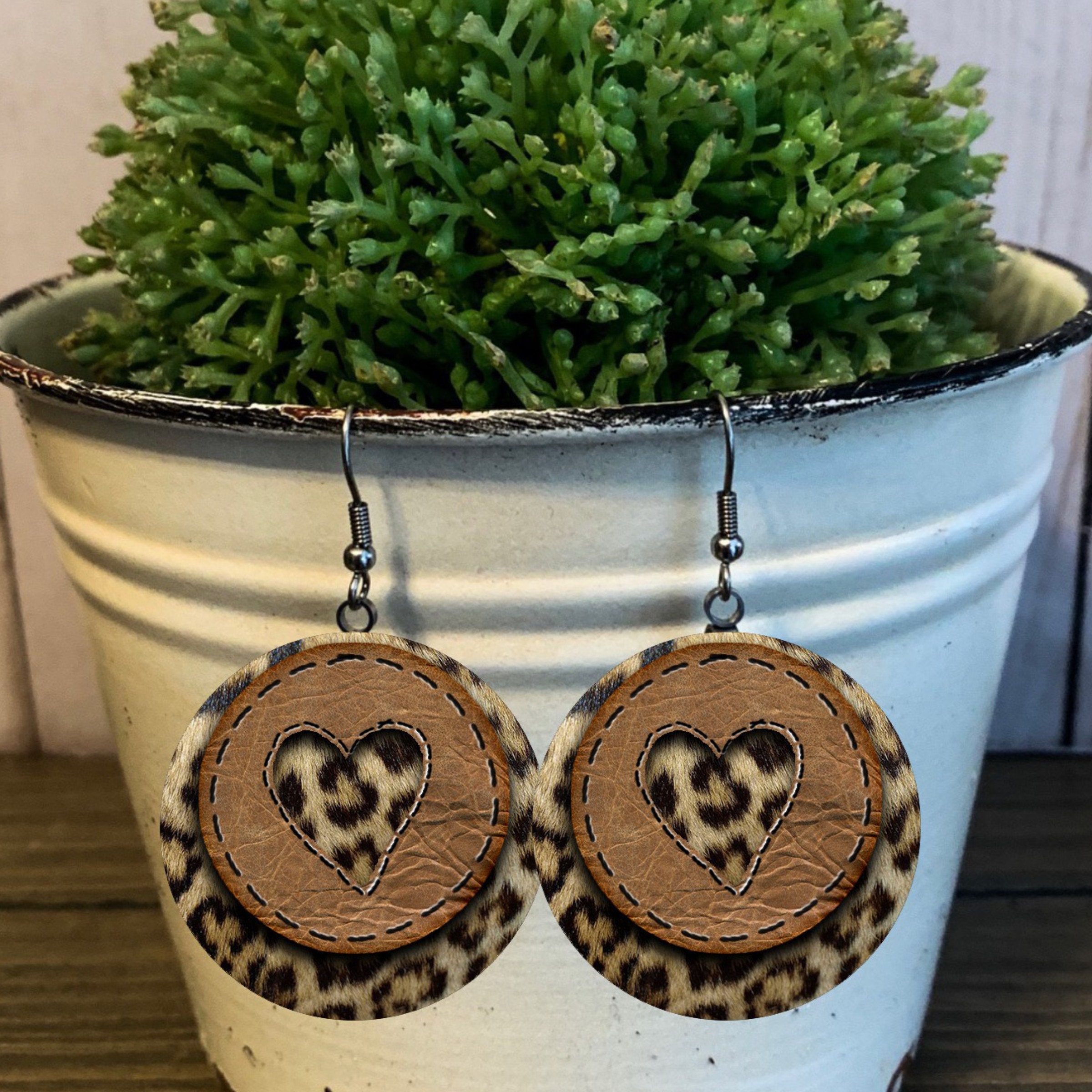 Leopard Print Earrings Wooden Earrings Cheetah Print - Etsy