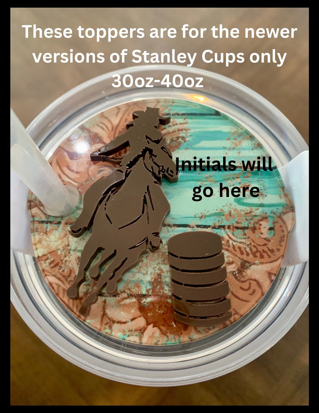 Stanley Cup Toppers, Western Horse Name Cup, Barrel Racing 40oz Cup ...