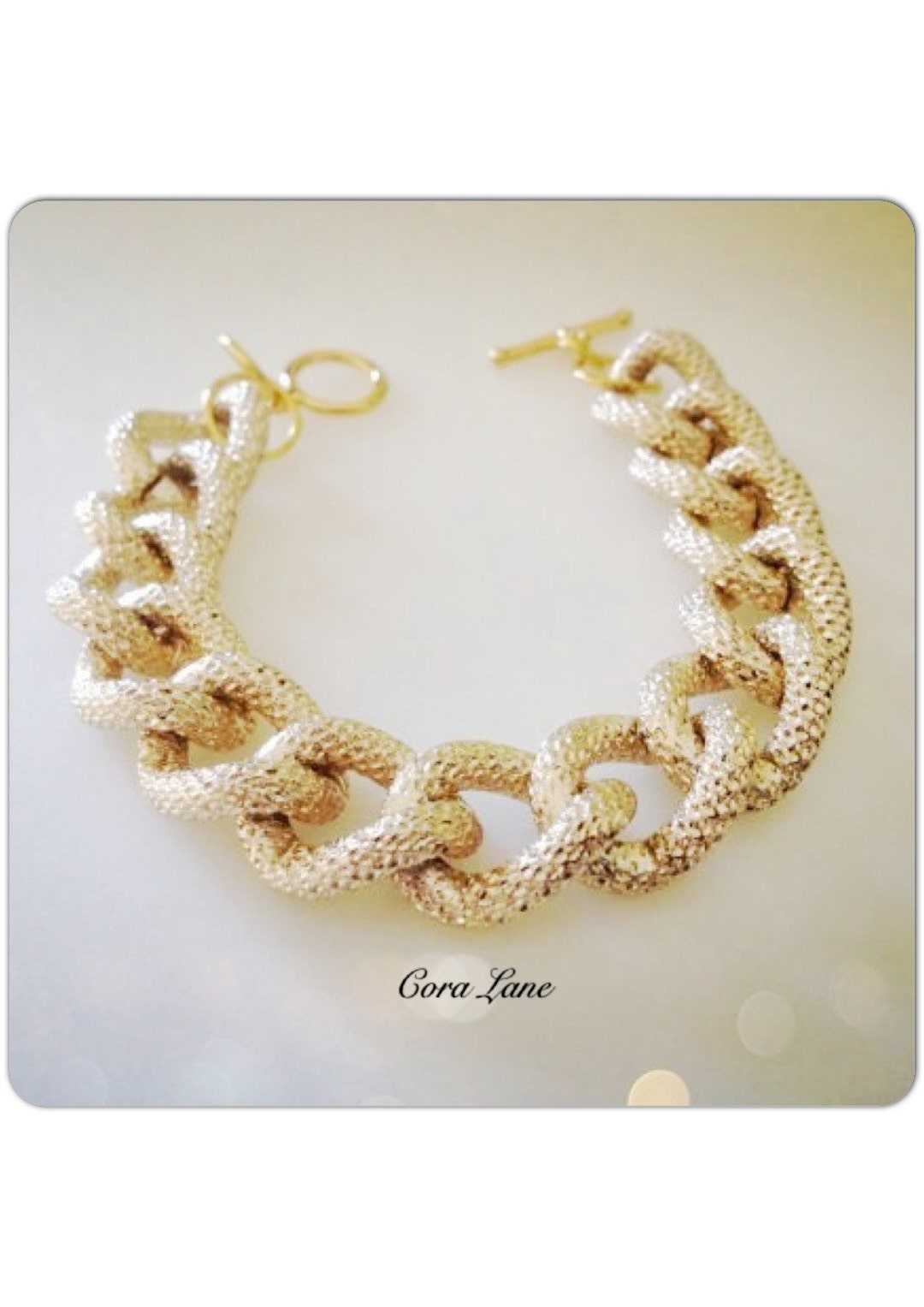 Sale Chain Braceletgold Chain Bracelet Gold Textured Chunky - Etsy