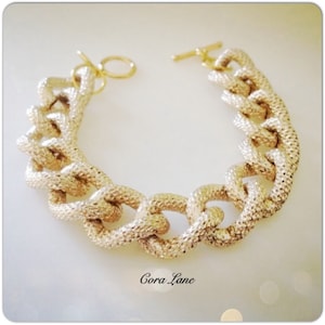 Sale Chain Braceletgold Chain Bracelet Gold Textured Chunky - Etsy