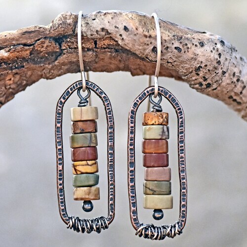 Red Creek Jasper Earrings Natural Earthy Stone Dangles Etsy
