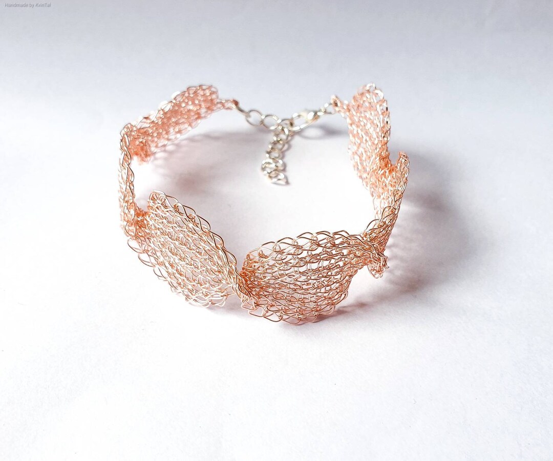 Rose Gold Bracelets. Wire Crochet Jewelry.bracelet Femme. Woven ...
