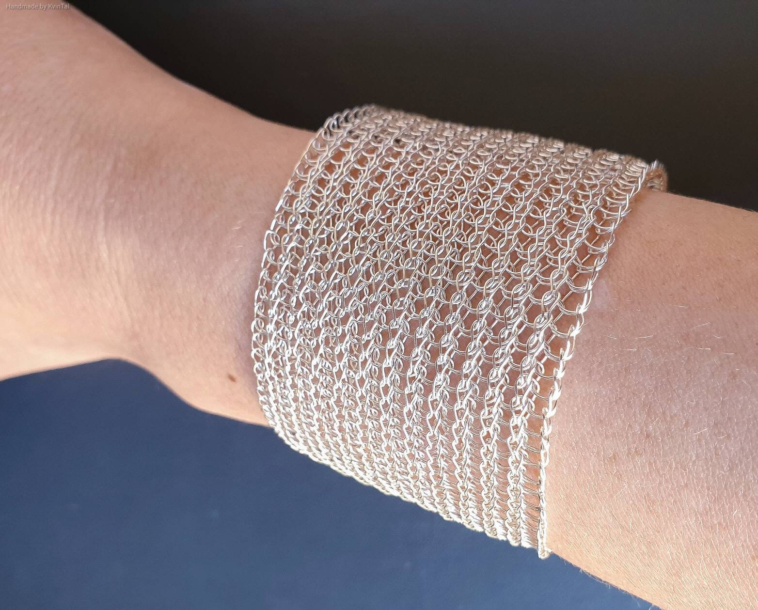 Custom Wire Bracelet, Flexible Wire Bracelet, Crocheted Bracelet, Mesh ...