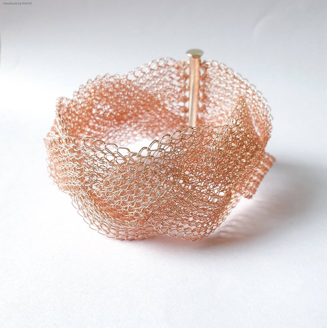Rose Gold Bracelet Crochet Jewelry Cuff Bracelet Wire Jewelry Rose Gold ...