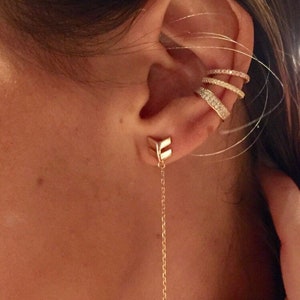 Single Double Row - Ear Cuff - Diamond Cuff White GOLD Diamond Ear Cuff- White Gold-14k - Etsy