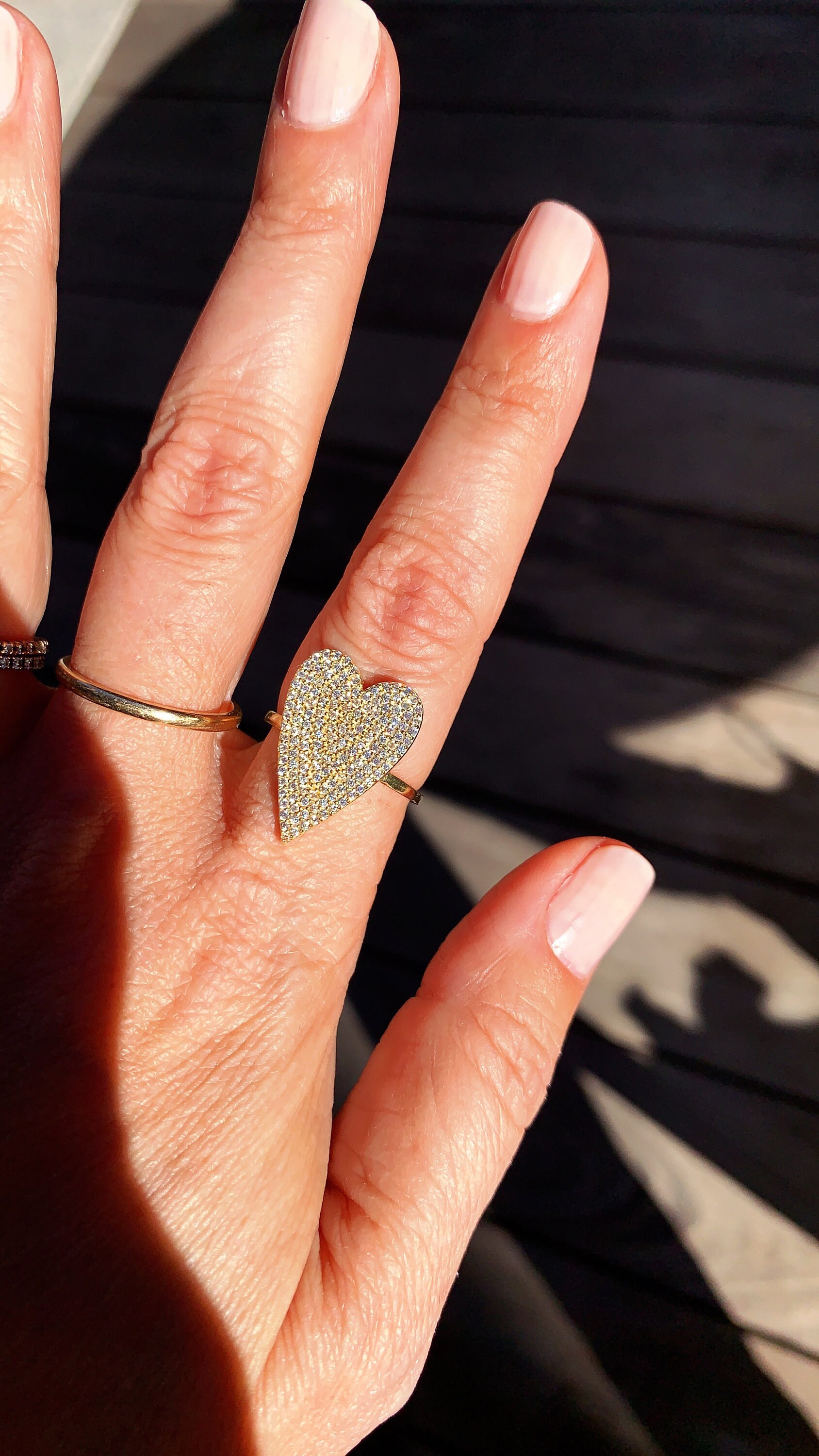 PAVE CZ Heart Ring Statement Minimalist Gold HEART Pave Ring | Etsy
