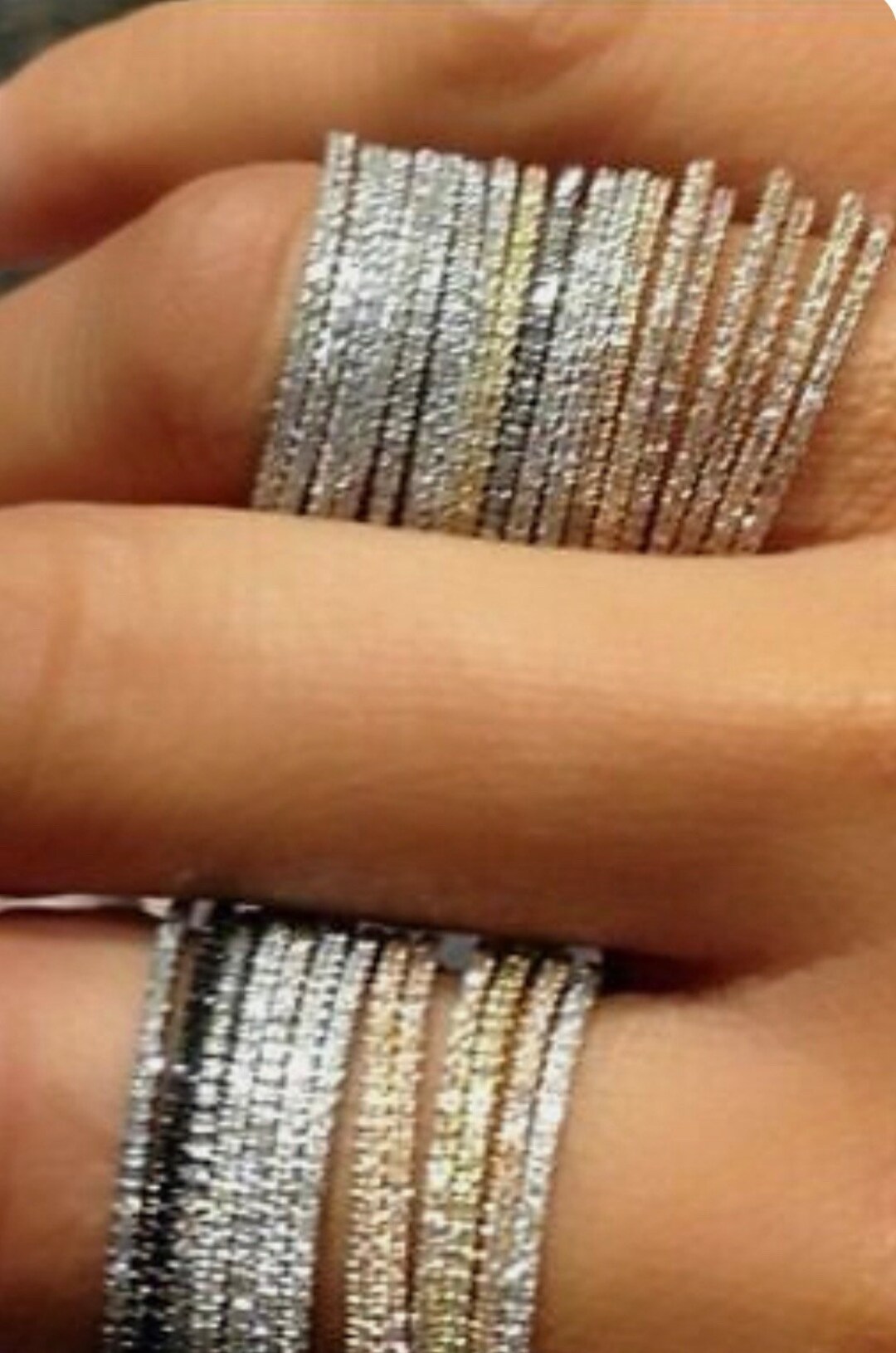 Black Diamond - Cz Stack Ring - Layered Ring - Micro Pave Stack Bands - Sterling - Etsy