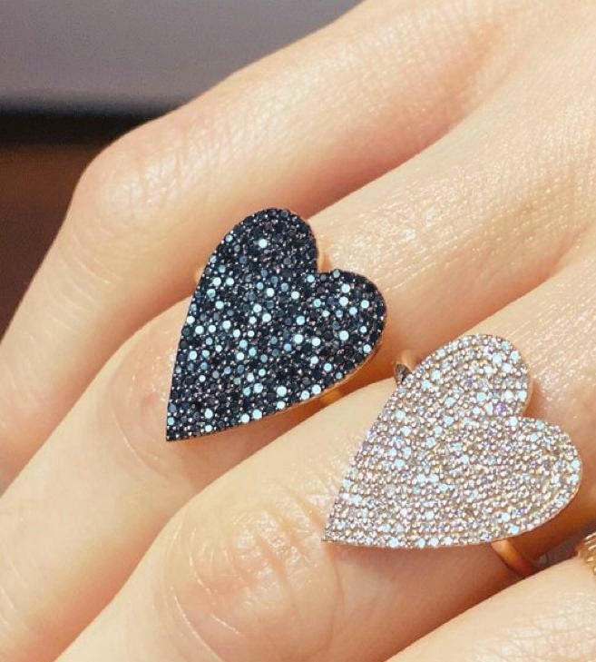 PAVE CZ Heart Ring Statement Minimalist Gold HEART Pave Ring | Etsy