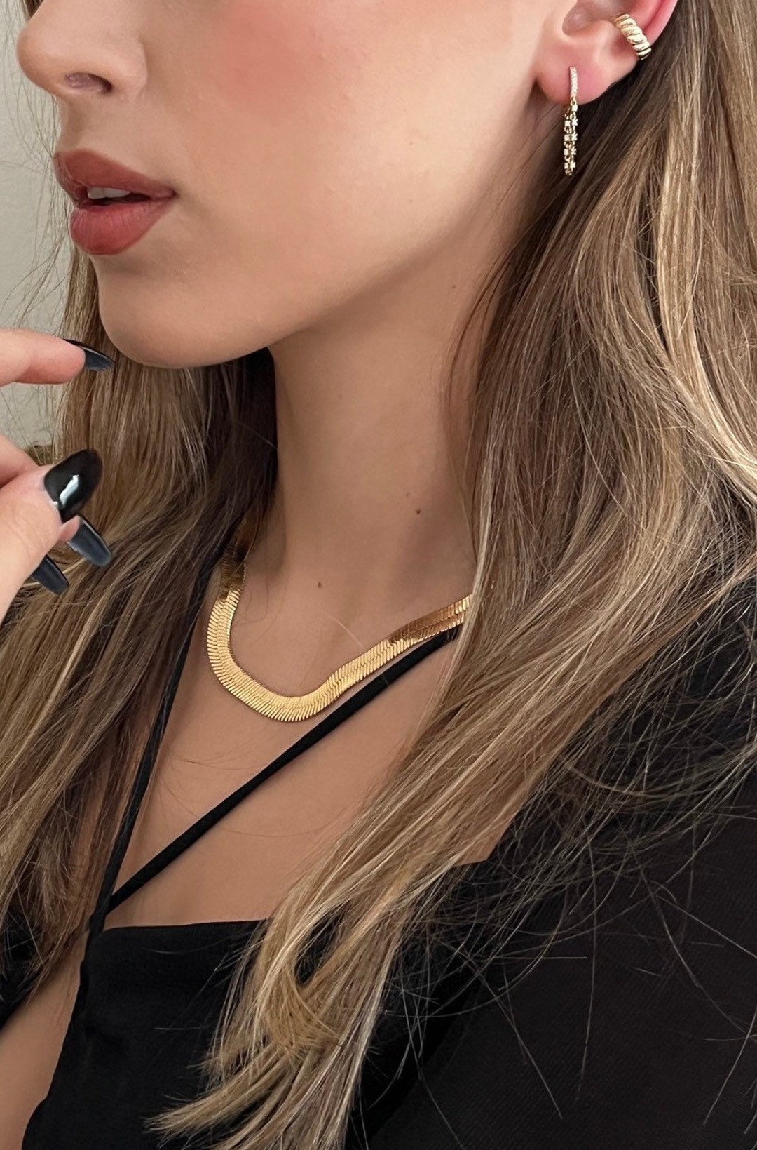 Bold Herringbone Chain Necklace- Edgy Chain - 14k Vermeil-chain for Her ...