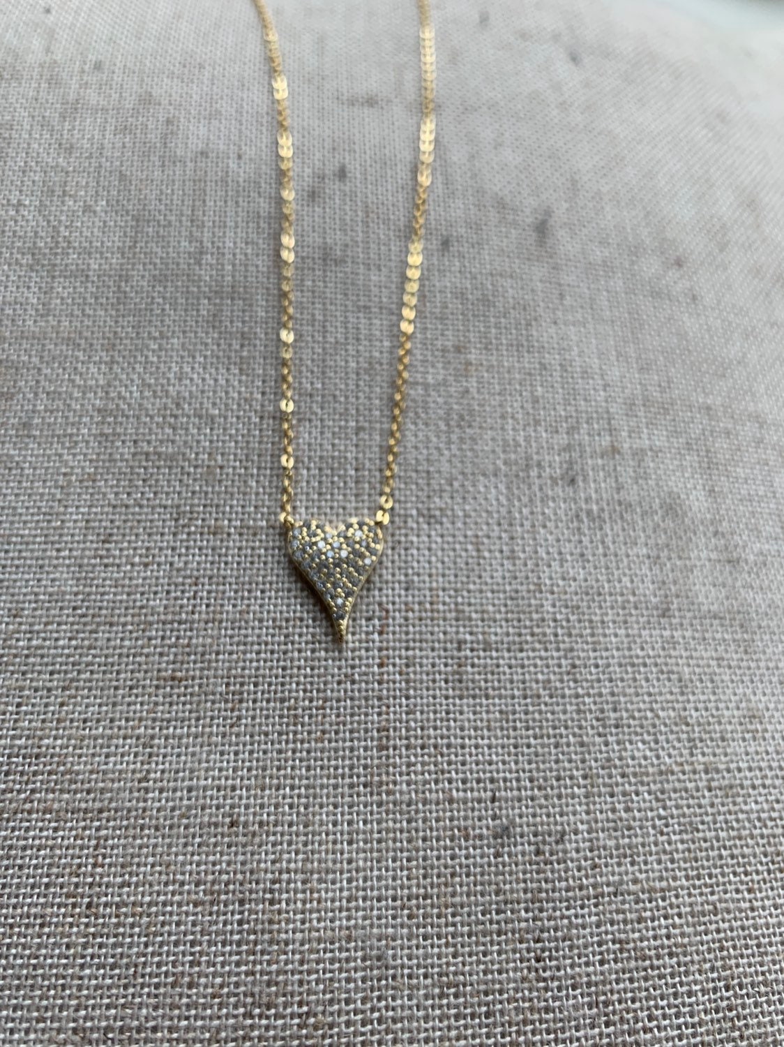 Chain and Heart Pave Diamond Heart Small Size 1cm | Etsy