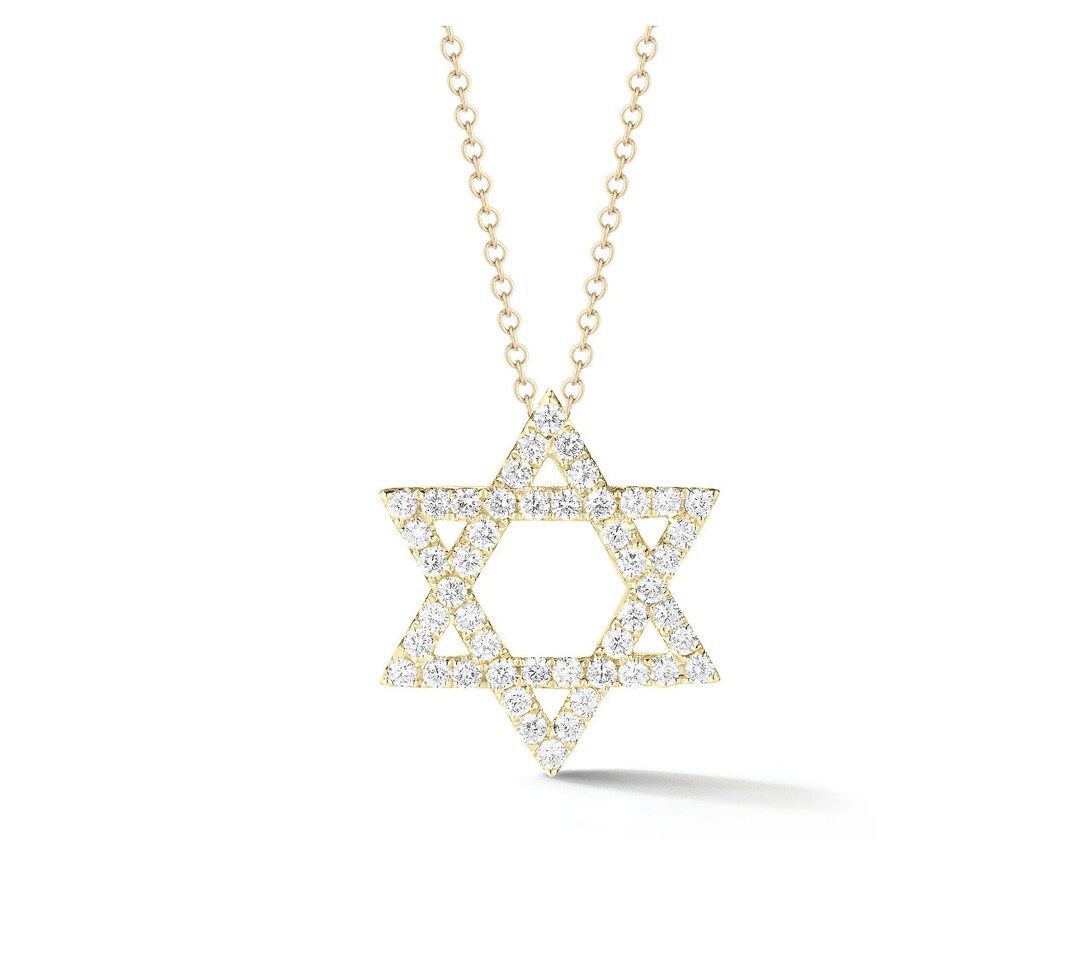 Pave Diamond Jewish Star Magen David Necklace 14k - Etsy