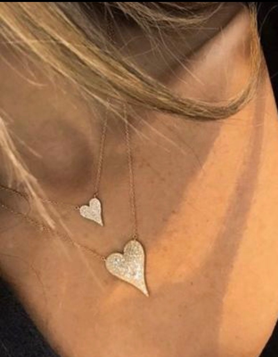 Large Pave Diamond Heart Necklace Heart Necklace Pave | Etsy
