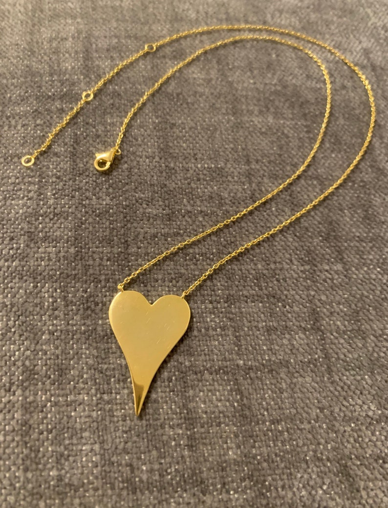 Gold Heart Necklace Necklaces Elongated Heart Necklace 14k - Etsy