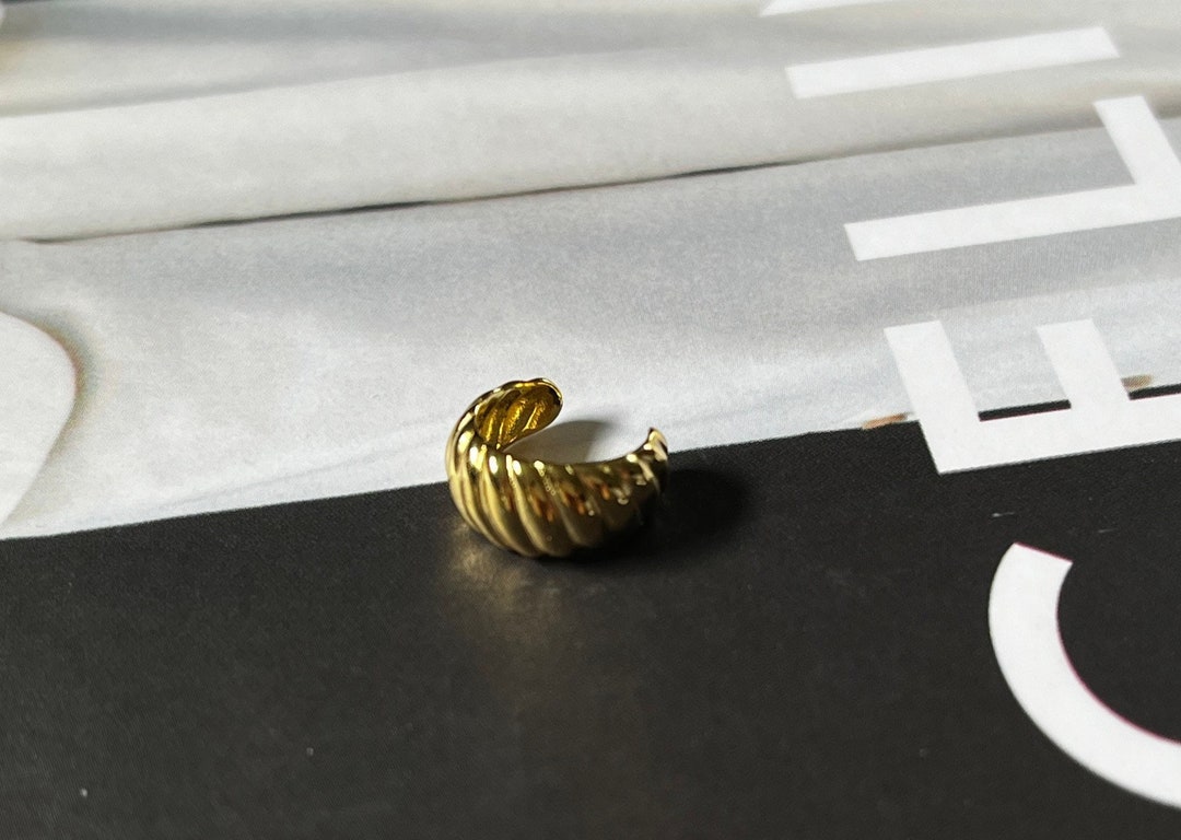 14k Gold Croissant Ear Cuff - Scalloped Sterling Silver, No Piercing - Etsy