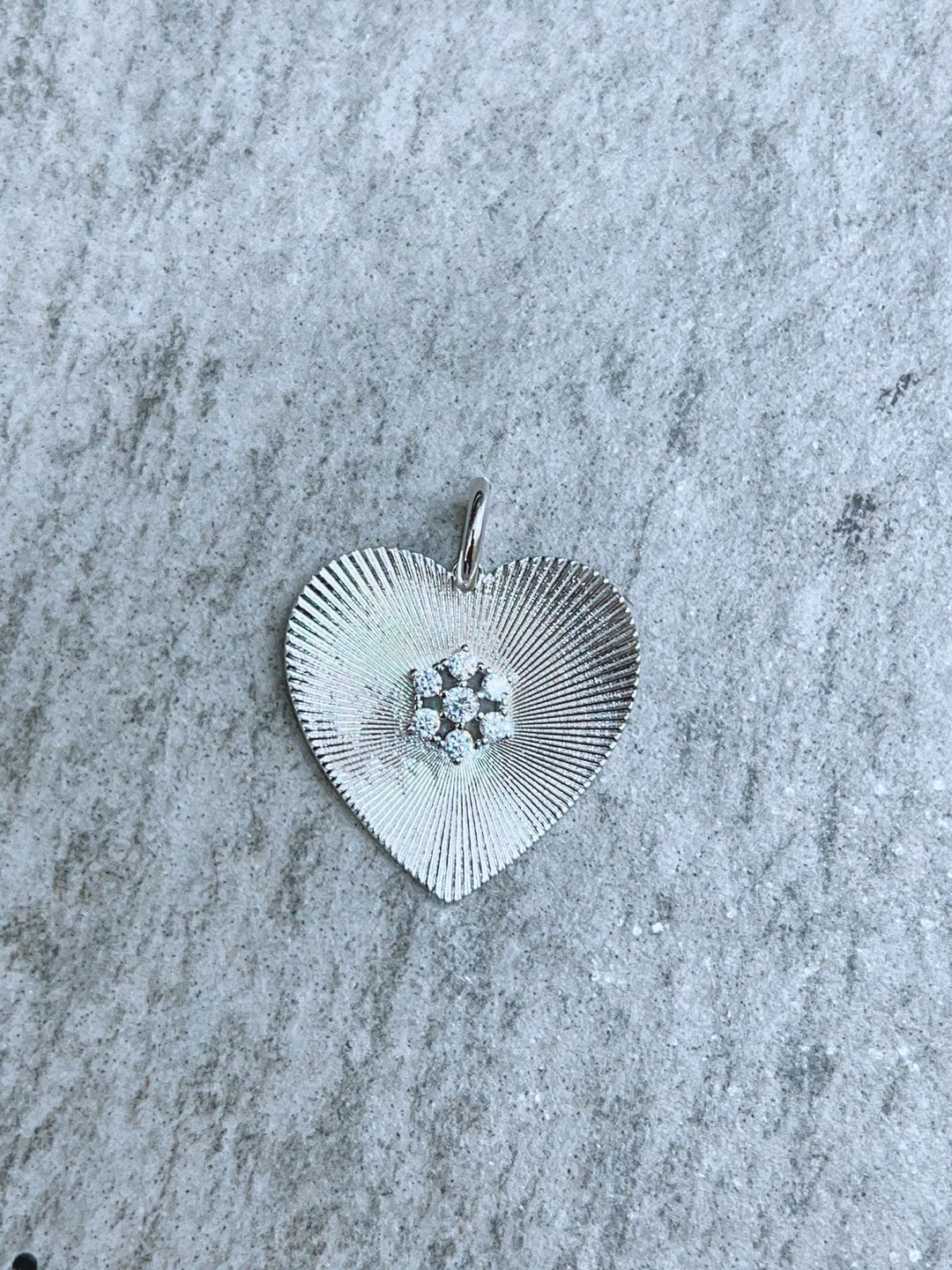 Pave Fluted Diamond Heart Charm- Elongated Heart Charms 14k Gold ...