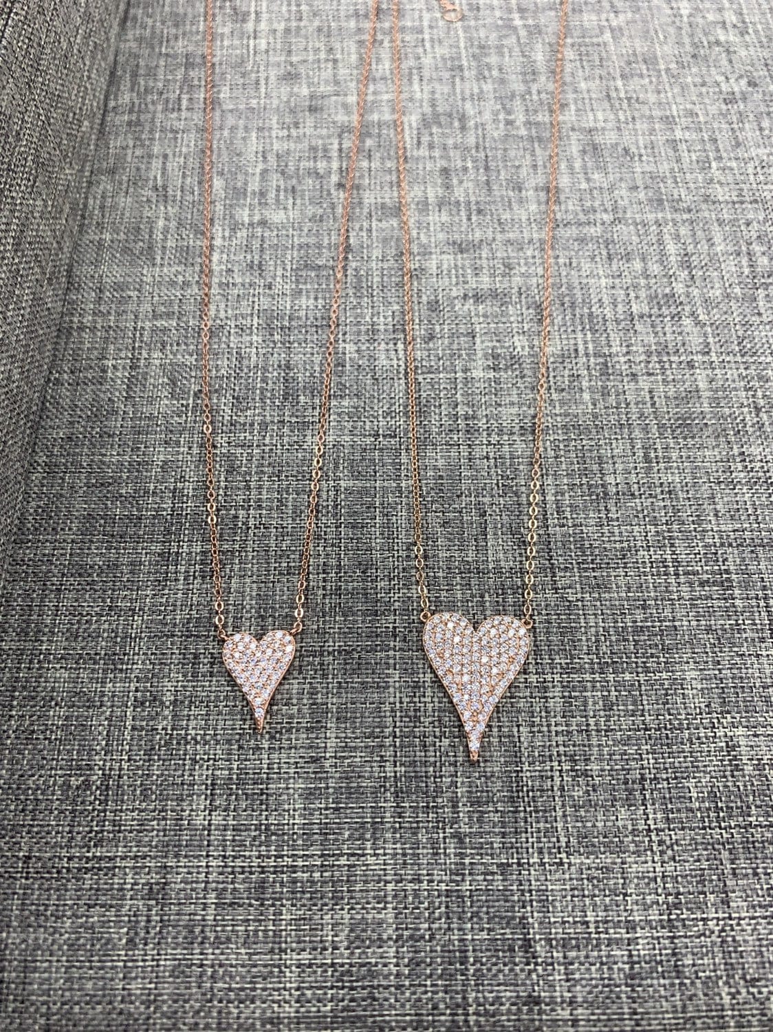 Chain and Heart Pave Diamond Heart Small Size 1cm | Etsy