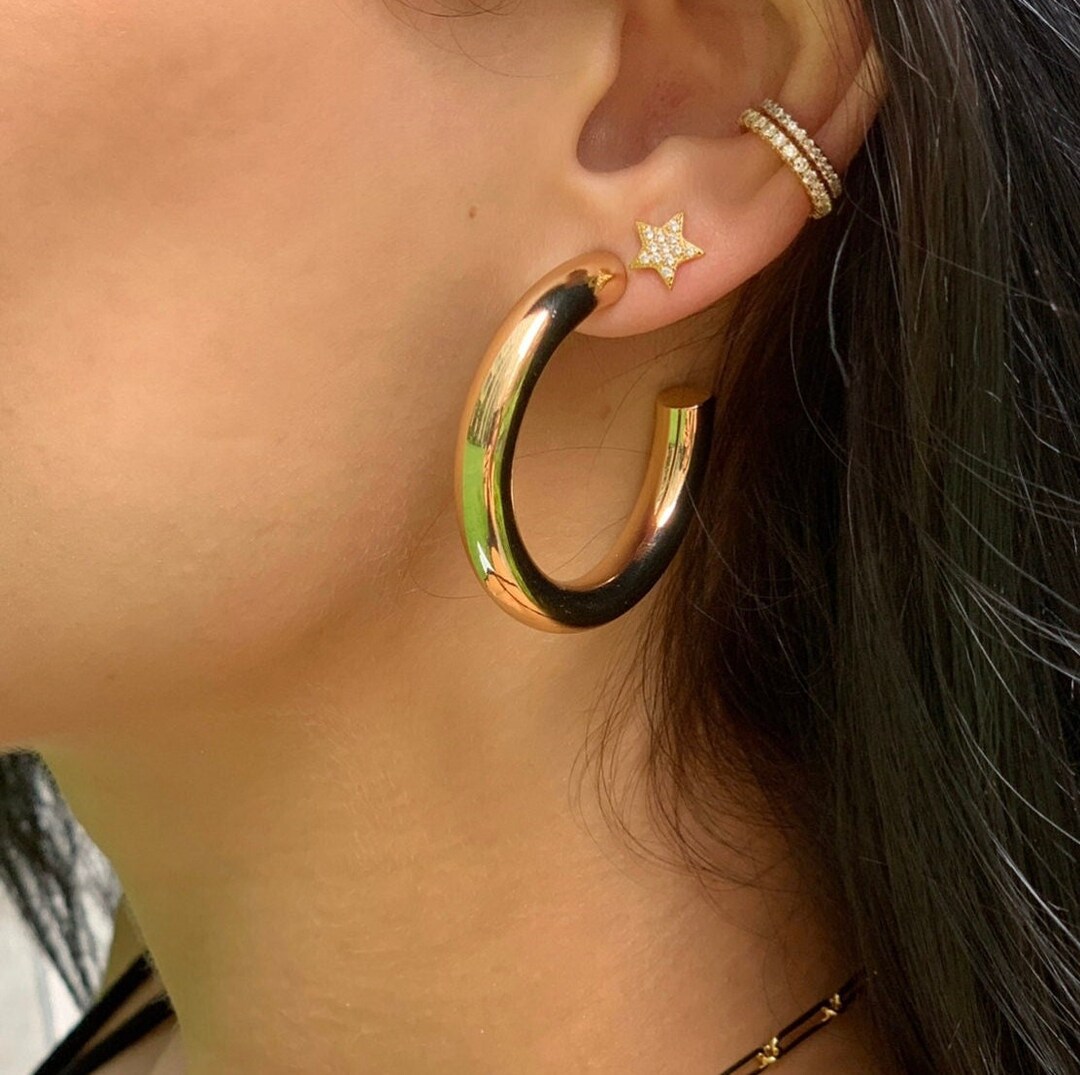 Diamond Ear Cuff - 14k and Diamond Ear Climber Cuff - Trendy • No ...