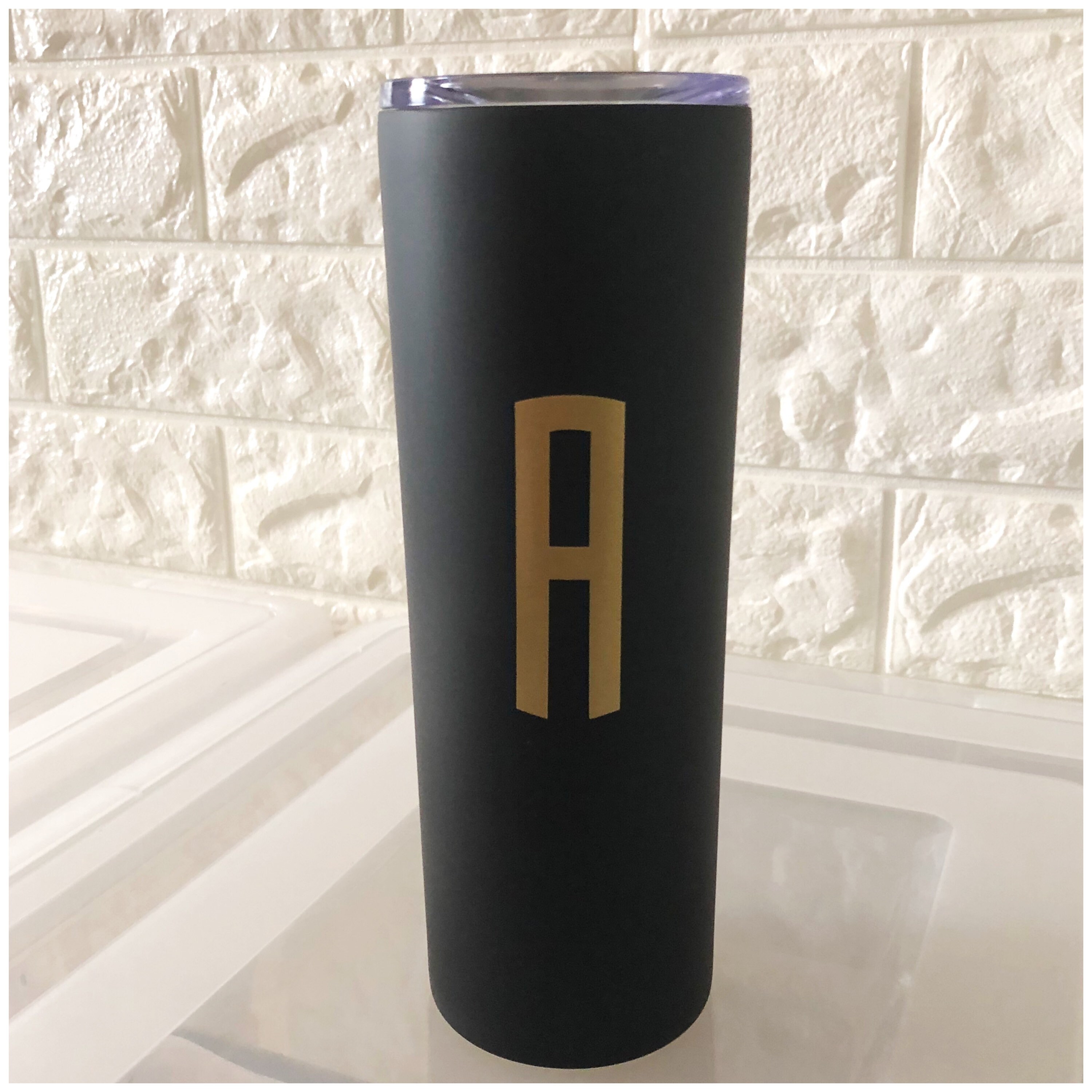 Custom Black Cup with Straw 20 oz Skinny Tumbler with Lid | Etsy