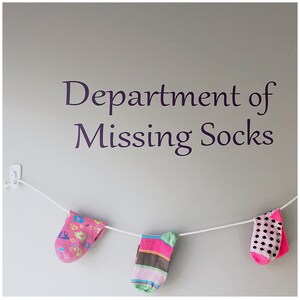 Department of Missing Socks Decal - Wall Decal for Laundry Room Decor ...