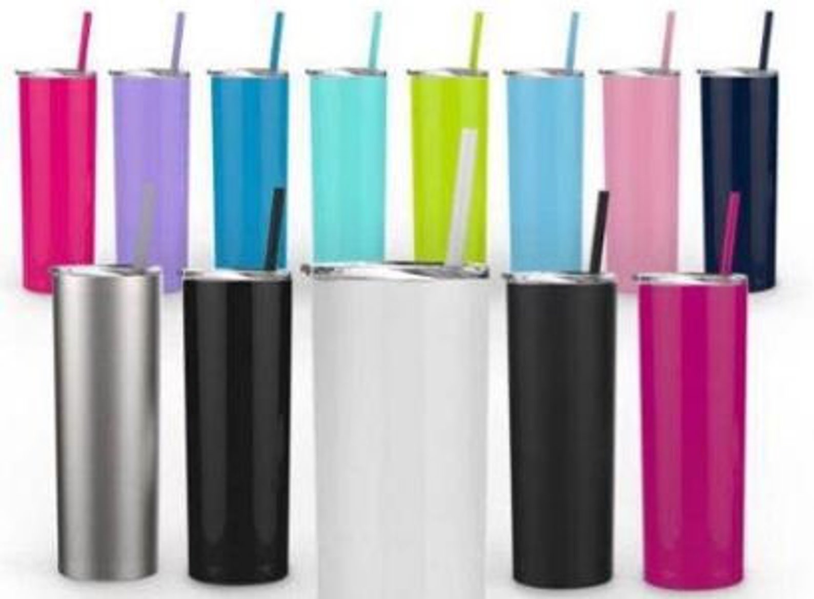Light Blue Cup With Straw - 20 Oz Skinny Tumbler With Lid ...