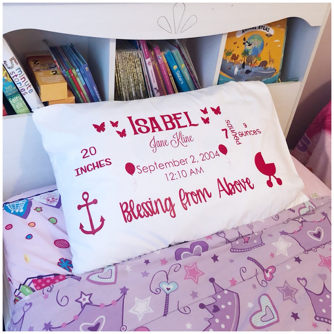 Personalized Pillowcase - Birth Stats Pillow Case - Customized Pillow ...