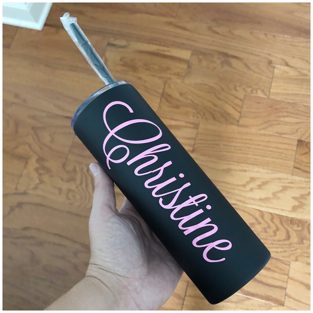 Custom Black Cup With Straw - 20 Oz Skinny Tumbler With Lid ...