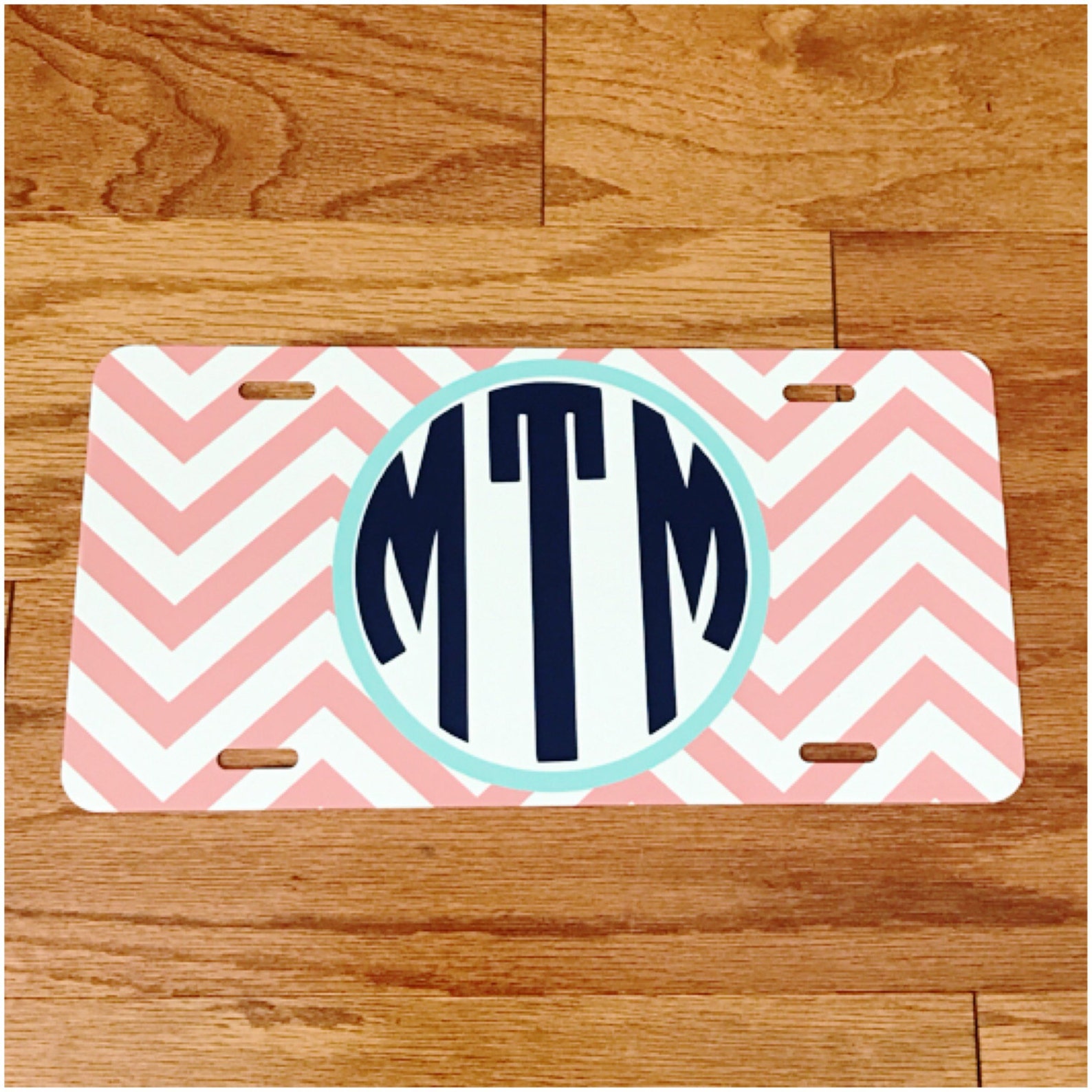 Coral Personalized License Plate Circle Monogram Alphabet | Etsy