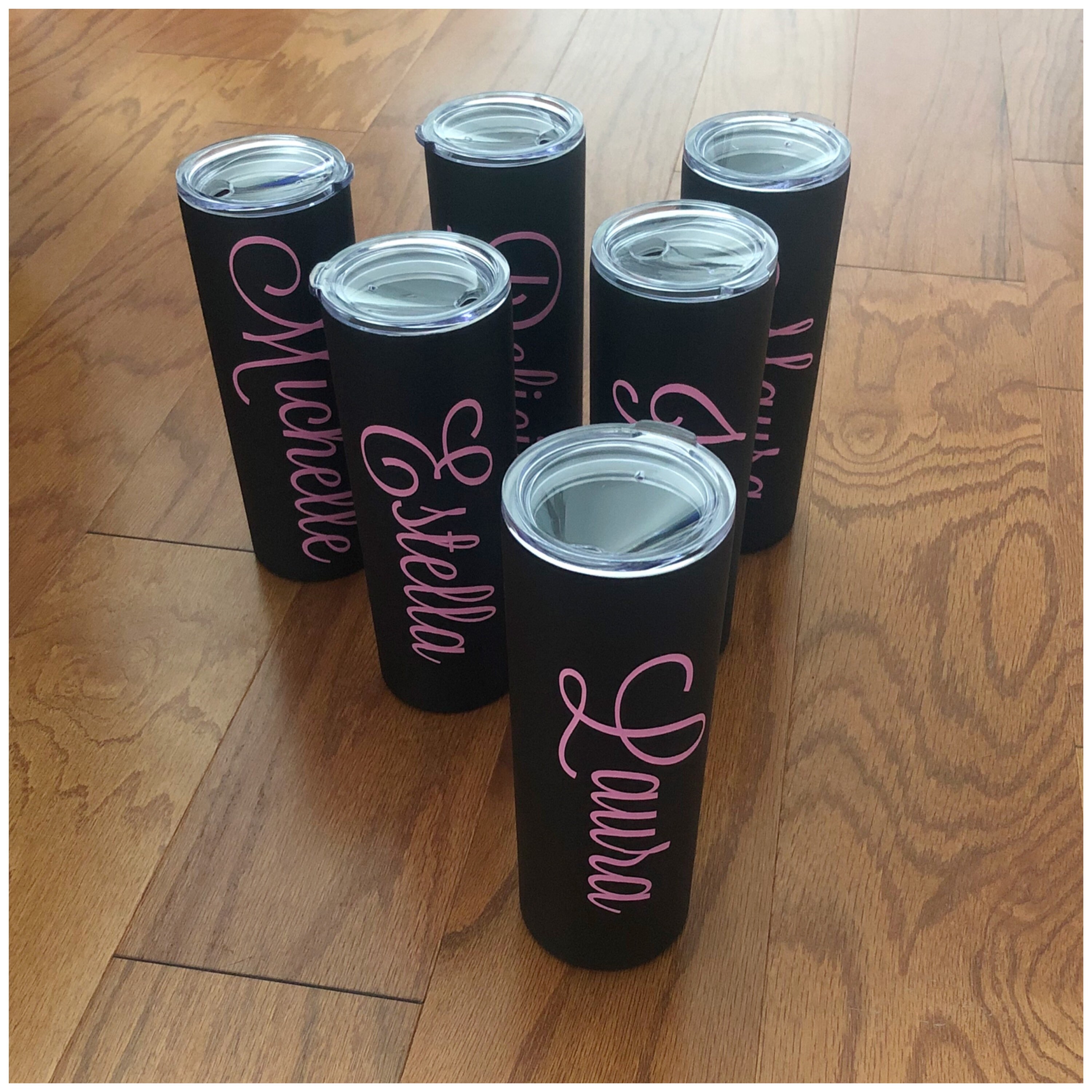 Custom Black Cup with Straw 20 oz Skinny Tumbler with Lid | Etsy