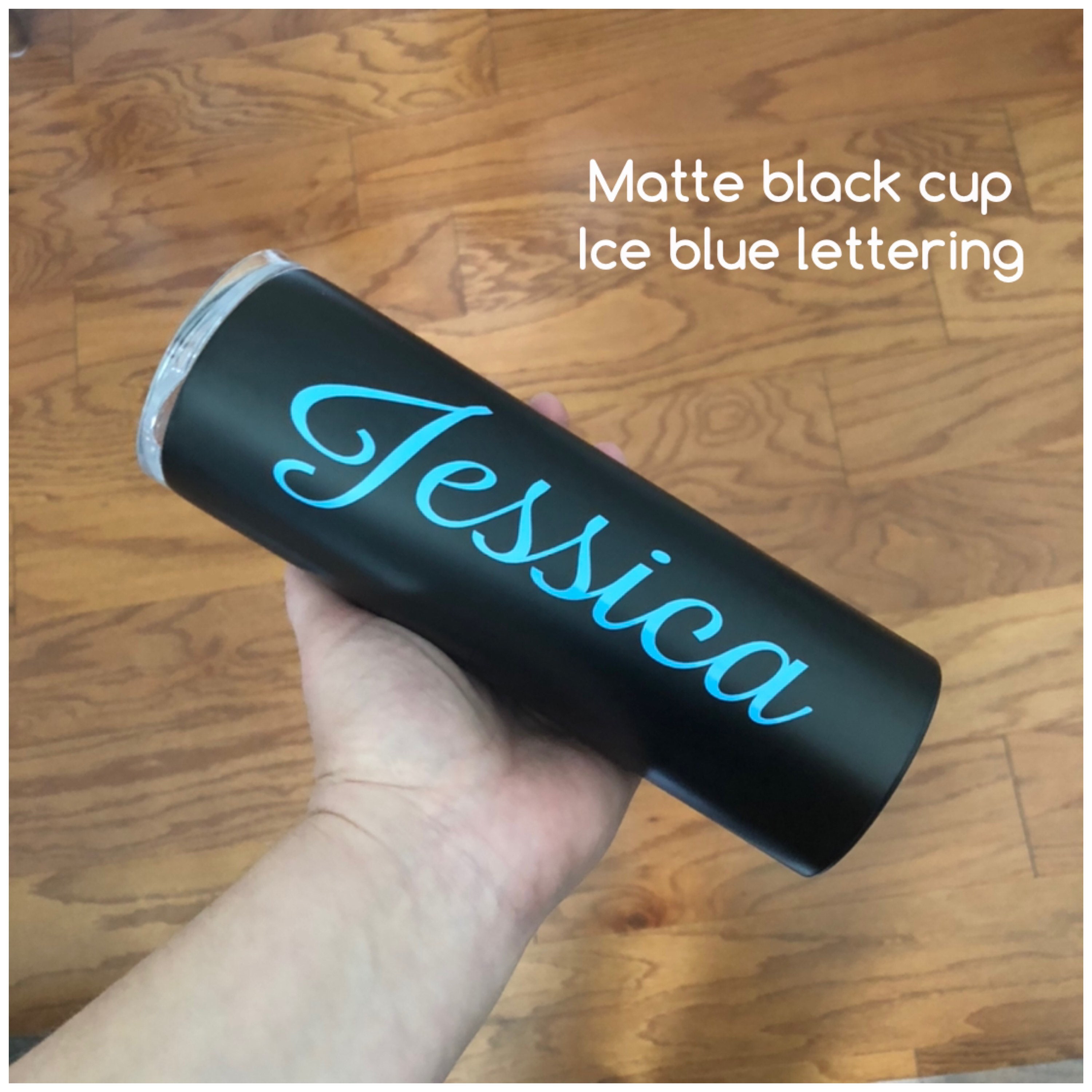 Custom Black Cup with Straw 20 oz Skinny Tumbler with Lid | Etsy