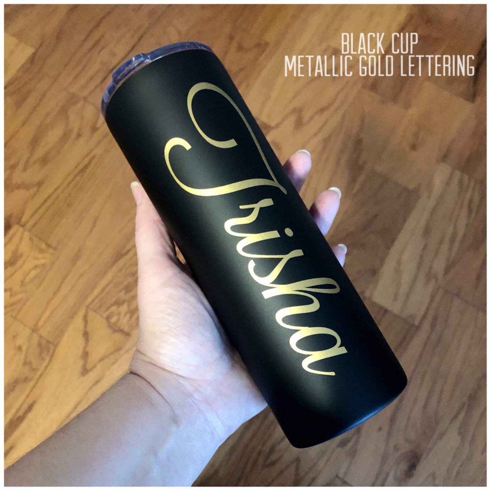 Custom Black Cup with Straw 20 oz Skinny Tumbler with Lid | Etsy