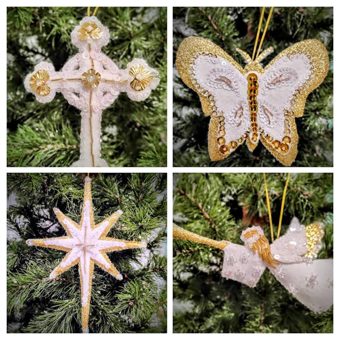 Made to Order Chrismon Christmas Ornaments Set of 4 Custom Felt Beaded ...