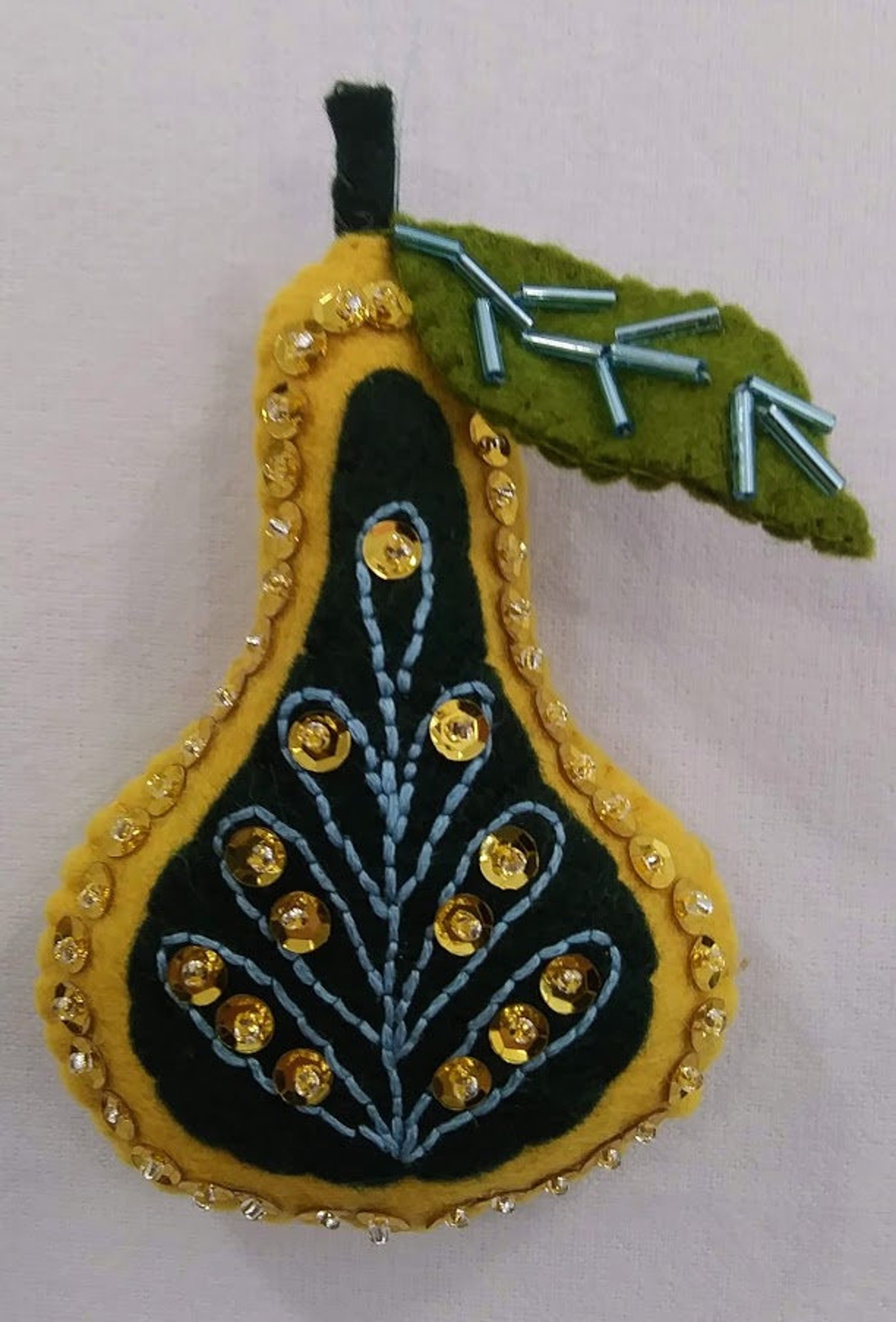 12 Days of Christmas Hand Made Felt Partridge and Pear Beaded Ornaments ...