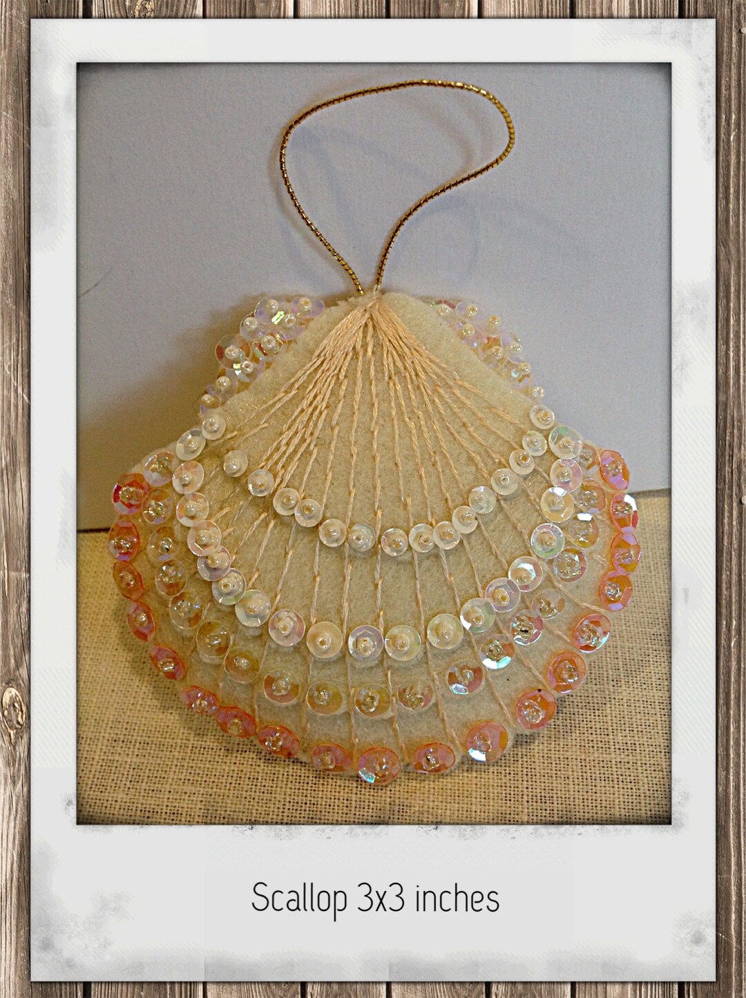 Seashell Clam Shell Hand Sewn and Beaded Sequined Christmas Ornament - Etsy