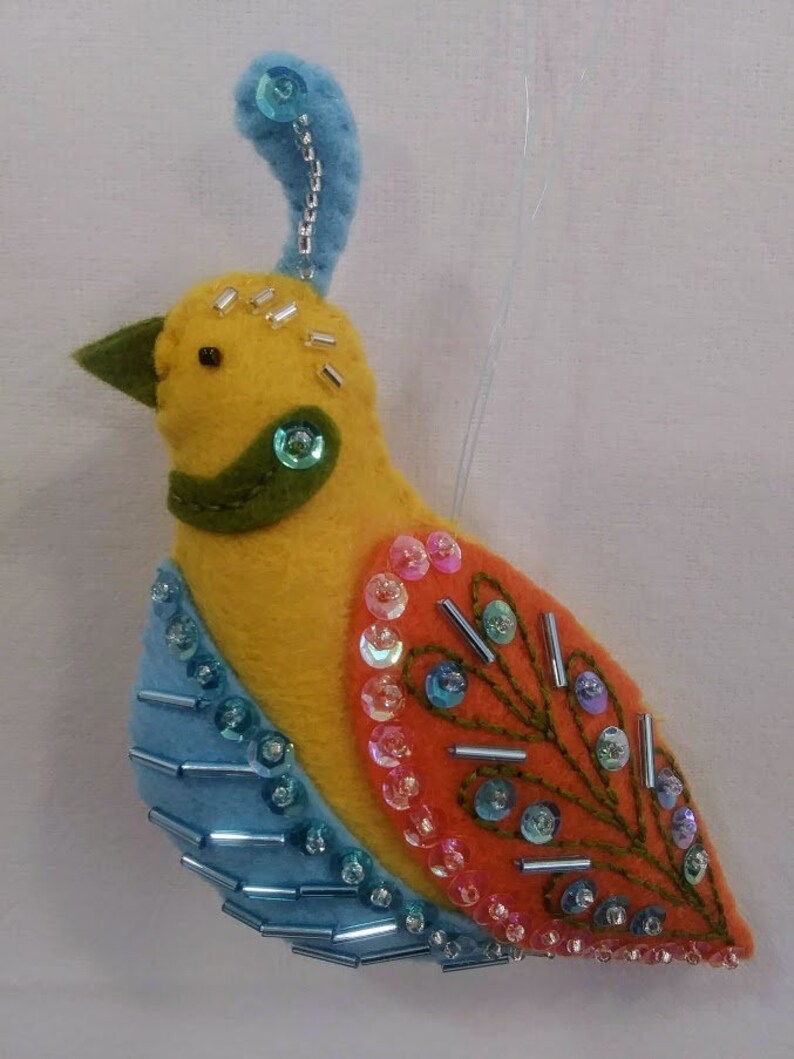 12 Days of Christmas Hand Made Felt Partridge and Pear Beaded Ornaments ...
