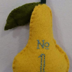 12 Days of Christmas Hand Made Felt Partridge and Pear Beaded Ornaments ...