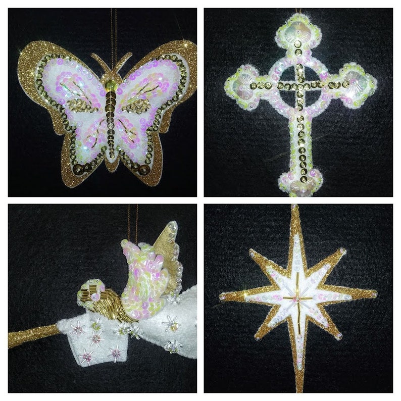 Made to Order Chrismon Christmas Ornaments Set of 4 Custom Felt Beaded ...