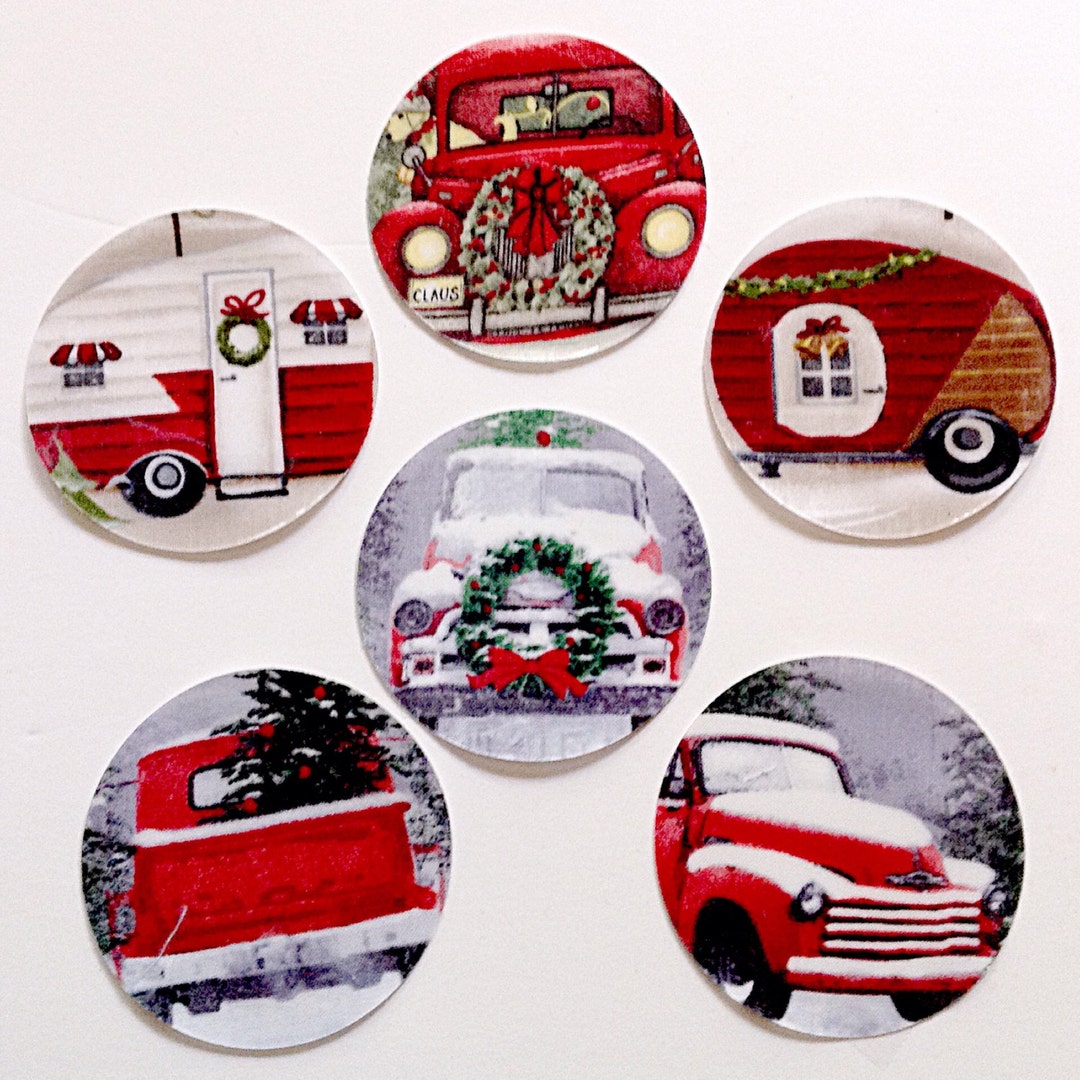 Christmas Tree Red Truck Static Cling Stemware Markers Christmas ...