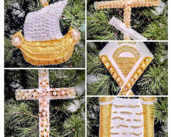 Made to Order Chrismon Christmas Ornaments Set of 4 Custom Felt Beaded ...