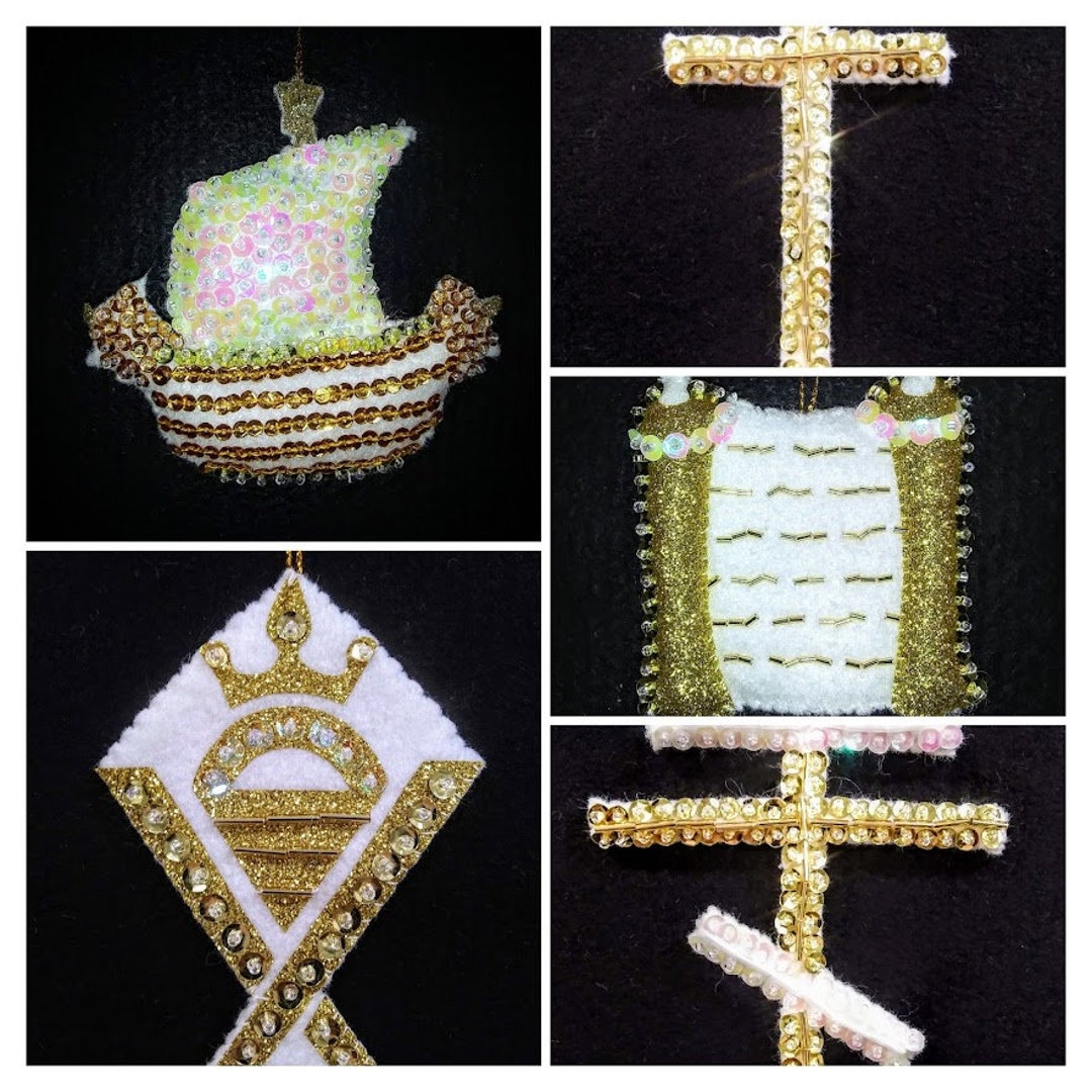 Made to Order Chrismon Christmas Ornaments Set of 5 Custom Felt Beaded ...