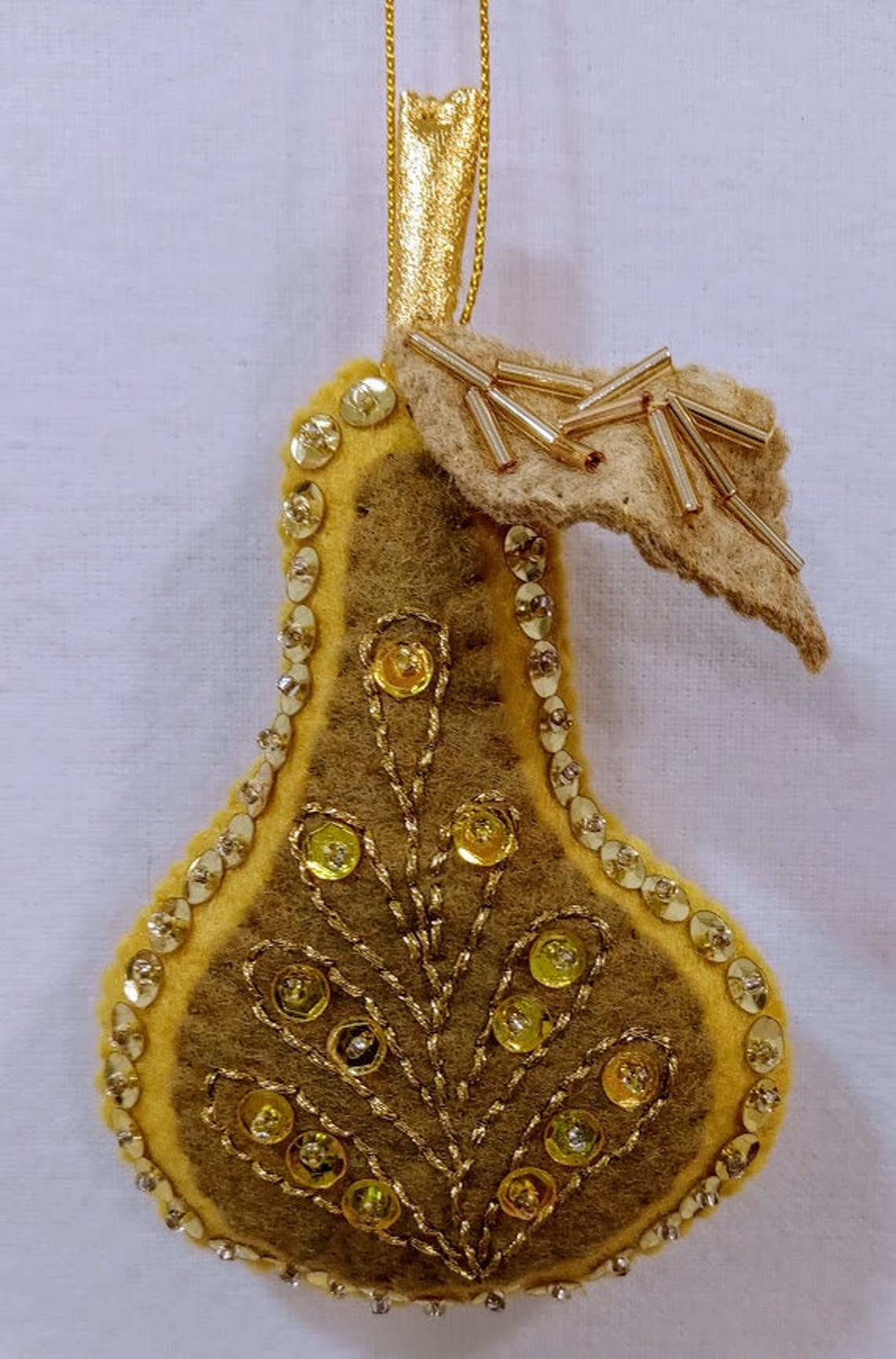 12 Days of Christmas Hand Made Felt Partridge and Pear Beaded Ornaments ...