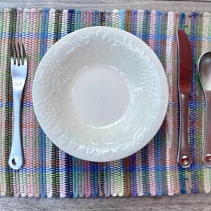 Machine Washable Handwoven Placemats Handwoven in Warm Cream, Gray, and ...