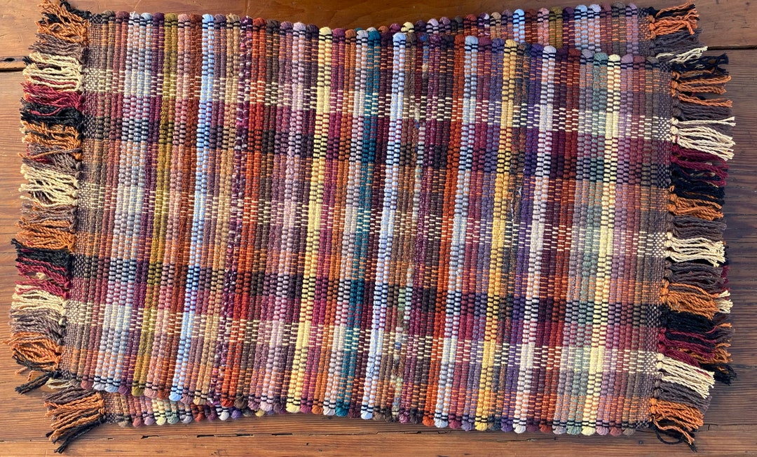 Handwoven Machine Washable Rag Rug Placemats in Warm Rust, Grey, and ...